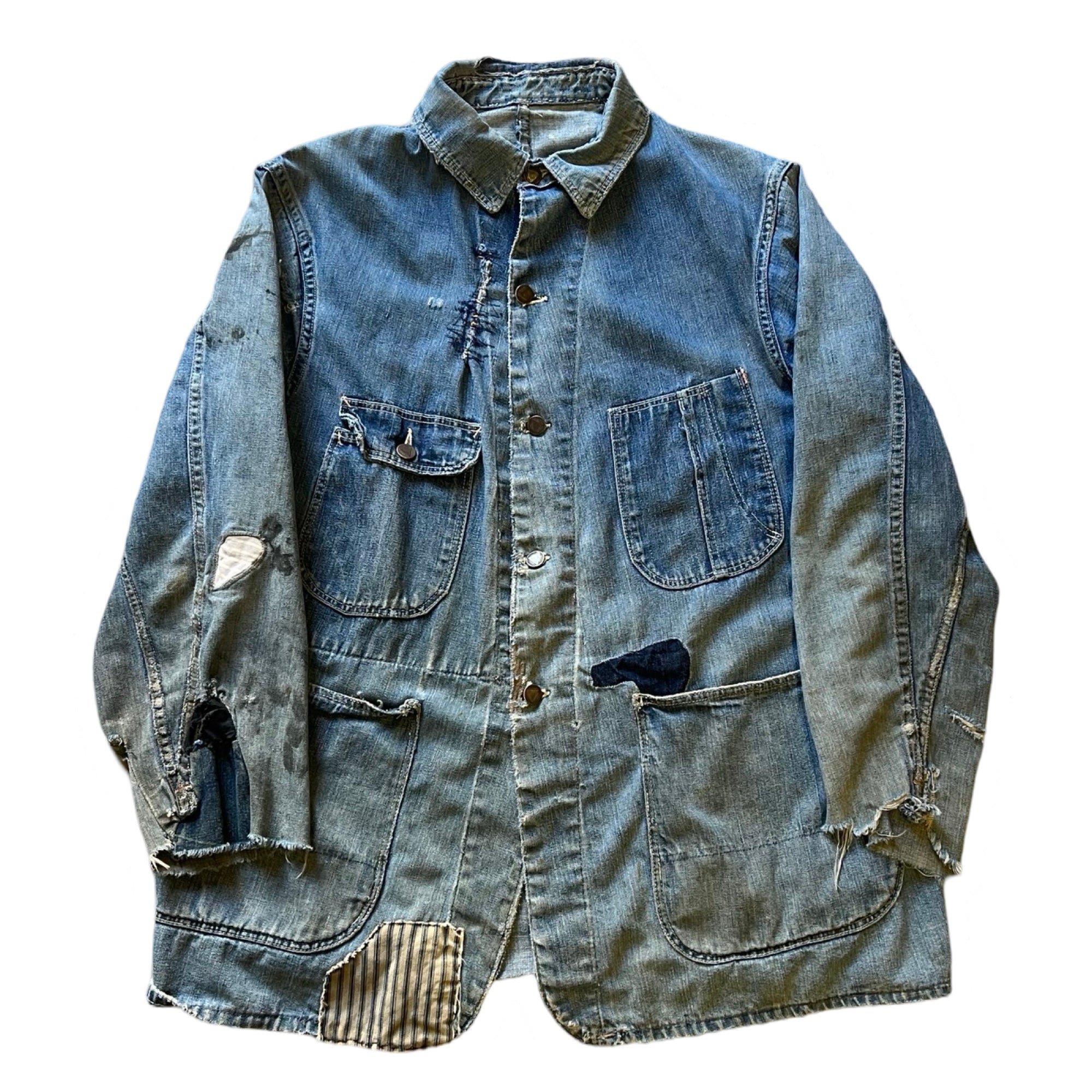 Vintage Rare 50’s Sears Denim Chore Coat Work Wear Heavily Distressed ...